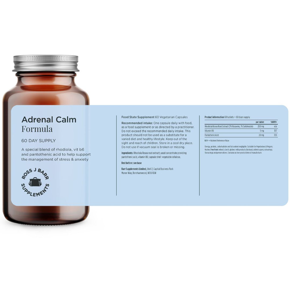 Ross J. Barr Adrenal Calm Adaptogen - Rhodiola Root, B5 & B6 vitamins